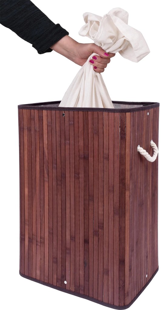 ViaDomo Via Domo - Bambusový koš na prádlo Lumino, 1-komorový - hnědá - 42x60x30 cm