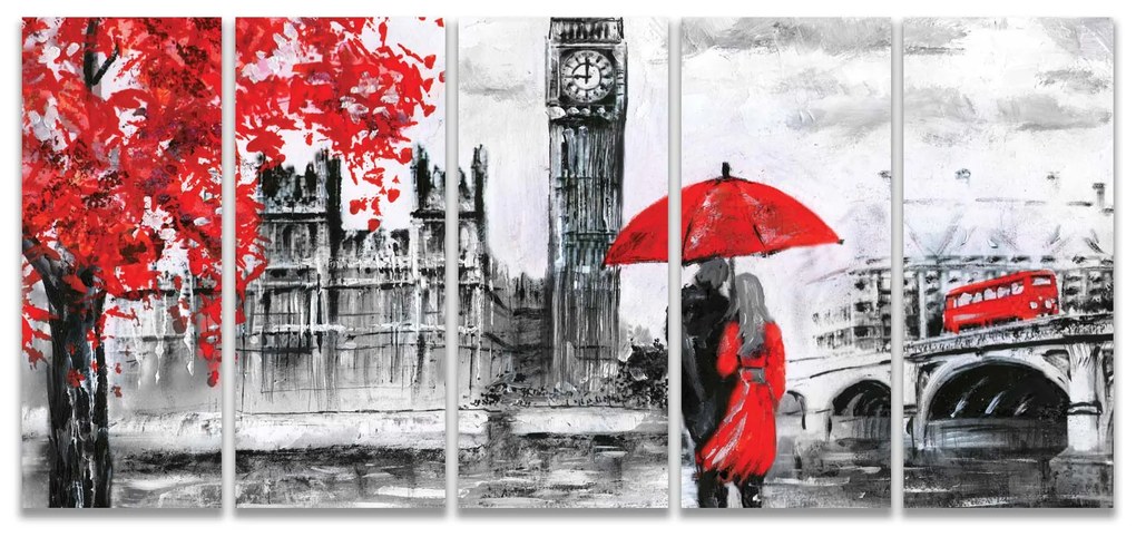 Malvis ® Obraz londýnská procházka červená Velikost (šířka x výška): 150x110 cm