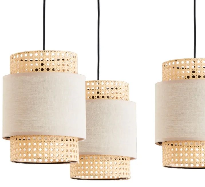 TK LIGHTING Lustr - BOHO 6303, 230V/15W/3xE27, béžová/slámová/černá