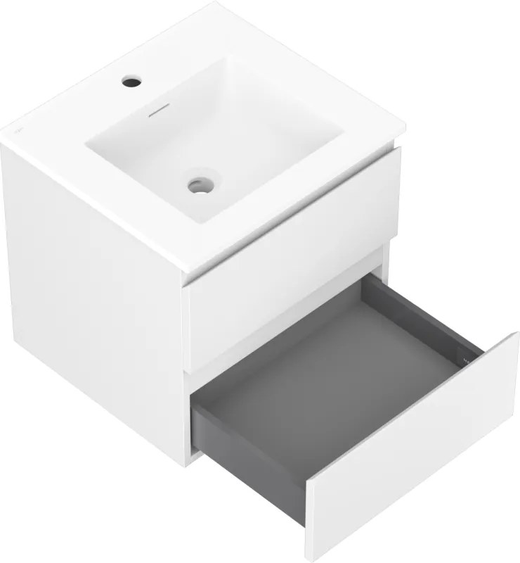 Mexen Orio, koupelnová skříňka 50 cm s umyvadlem Otis, 2 zásuvky, bílá matná, 91A10-05047-2-BFF01-W18M01