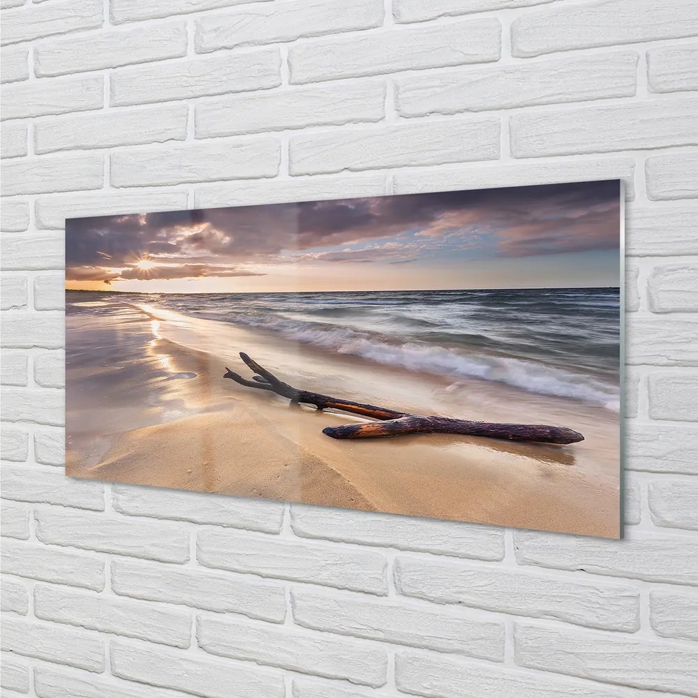 akrylový obraz Gdańsk Beach sea sunset 125x50 cm