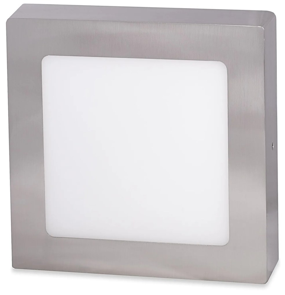 Stříbrný přisazený LED panel hranatý 170 x 170mm 12W Barva světla Denní bílá LED-CSQ-12W41CHR