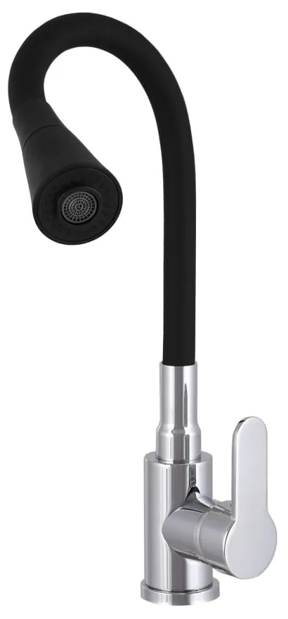 Gamma Flex 3000, stojánková dřezová baterie s flexibilním ramenem, černá-chromová, GMA-BFX-3000CH