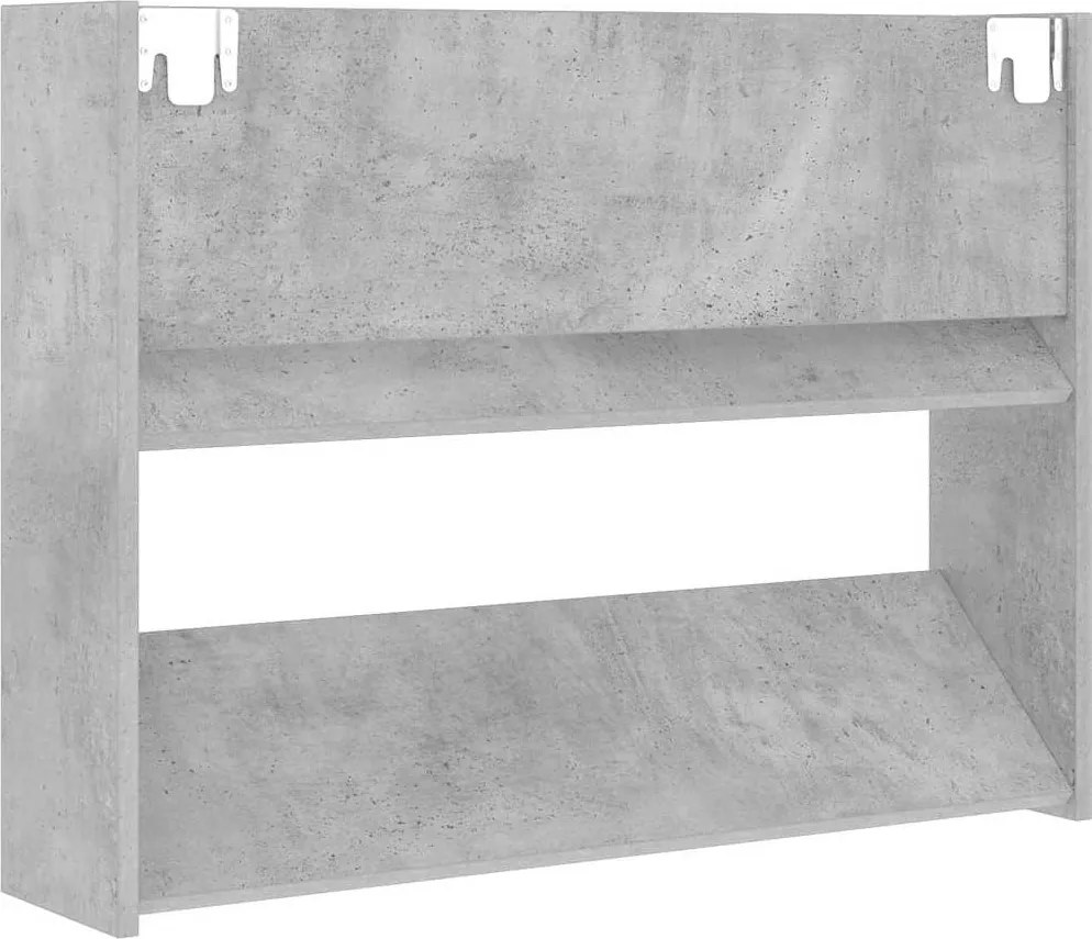 botník, závěsný, 2 patra, kompozitní dřevo, 60x80x18 cm, beton šedá, Dekorino BB20260032
