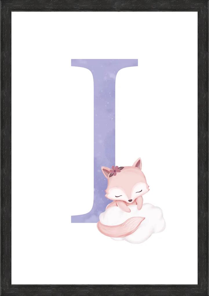 Abeceda písmena s liškou - Obraz, Plakát Velikost: A3 - 29,7x42 cm, Volba rámu: bez rámu, Písmeno: W