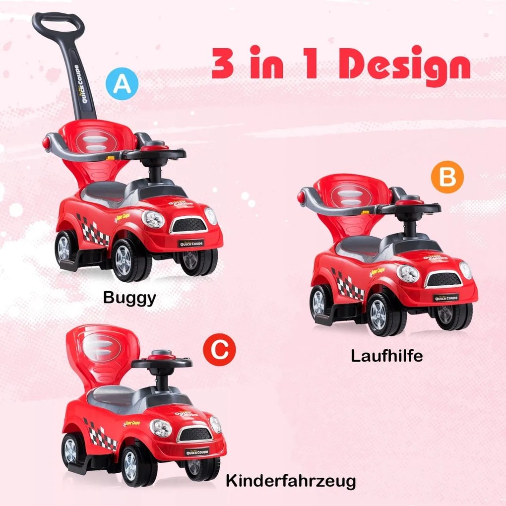 Costway 3 v 1 Push Car s odnímatelnou rukojetí a ochranným krytem
