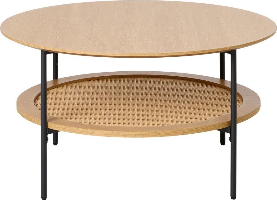 Kulatý konferenční stolek v dekoru dubu v přírodní barvě ø 80 cm Pensacola – Unique Furniture