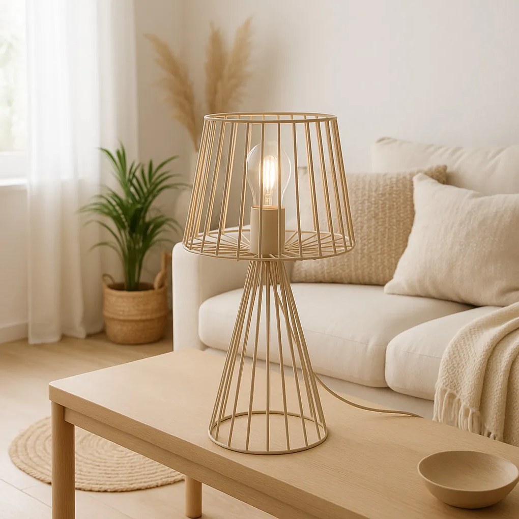 Drátěná stolní lampa Kaja LIVIA 42 cm 1xE27 béžová barva