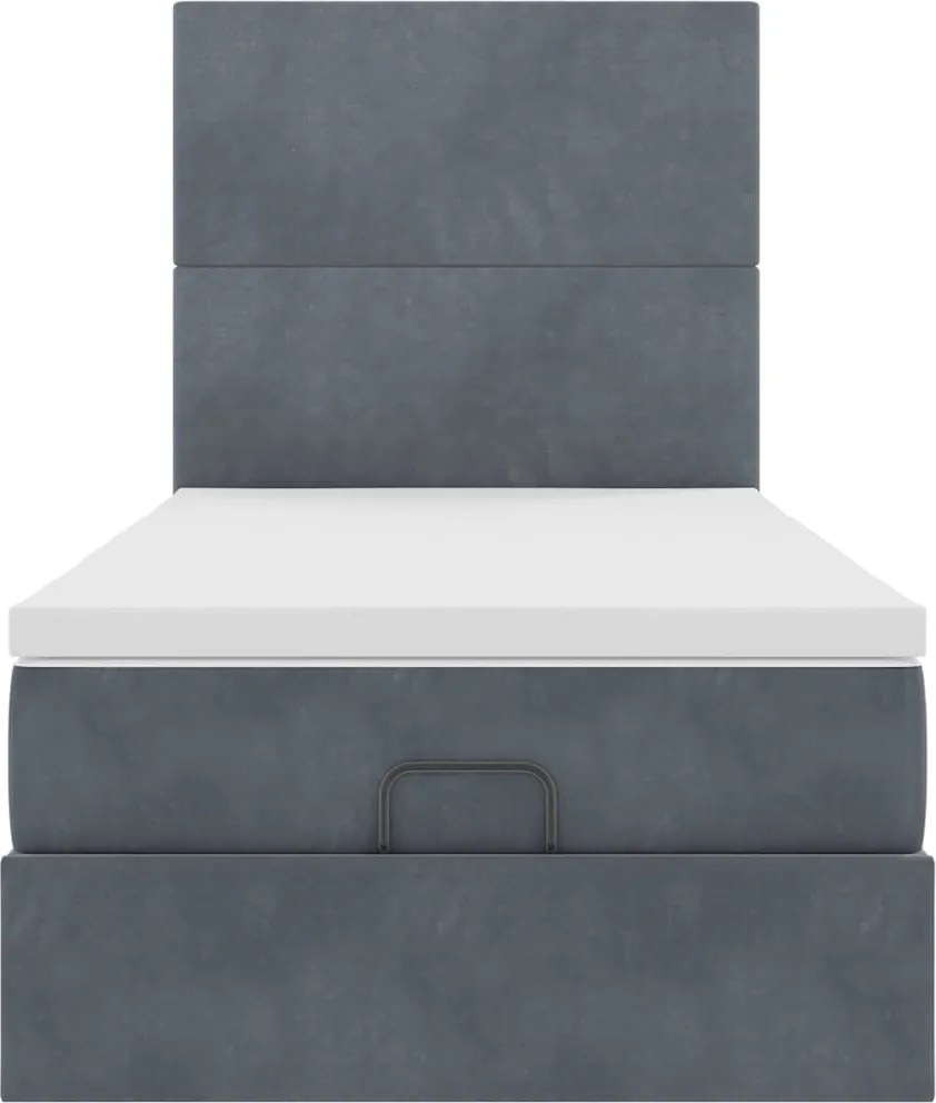 Osmanský rám postele s matracemi tmavě šedá 90x200cm samet 3313374