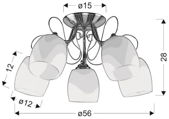 Přisazený lustr AMBA 5xE27/40W/230V
