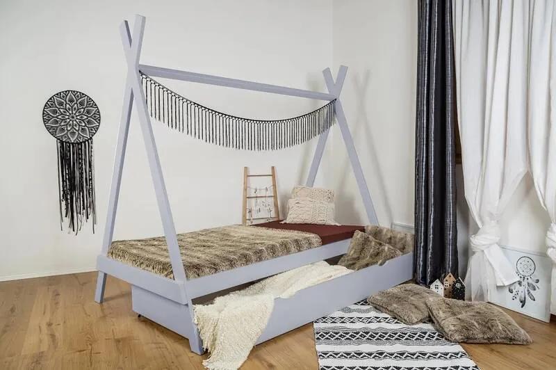 MAXIDO Dětská postel Teepee s přistýlkou 160x80 šedá