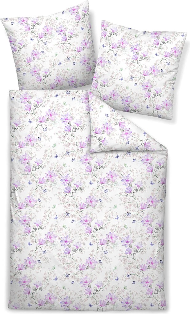 XXXLutz POVLEČENÍ, makosatén, fialová, růžová, bílá, šalvějově zelená, 155/220 cm Janine - Online Only povlečení - 003361096201