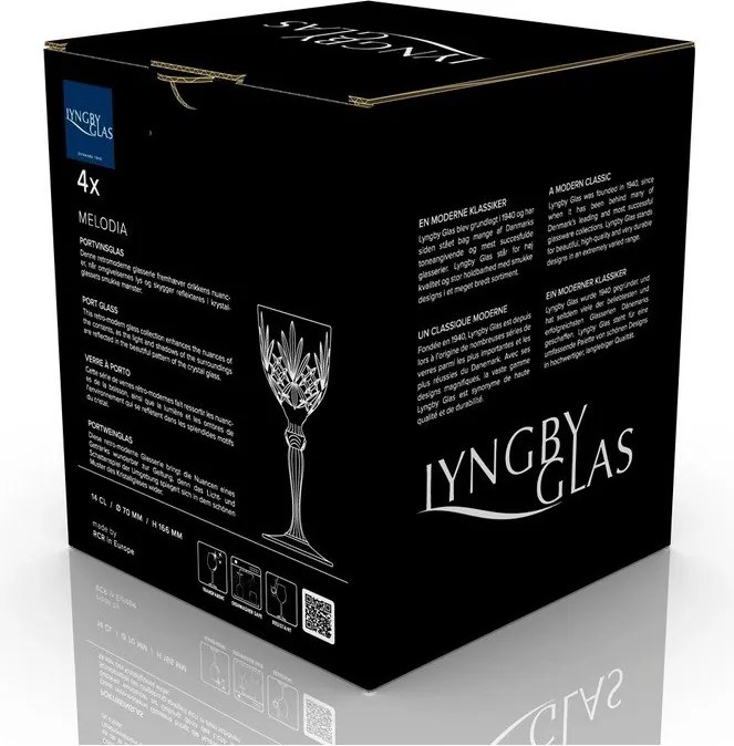 Křišťálové skleničky v sadě 4 ks na víno 140 ml Melodia – Lyngby Glas