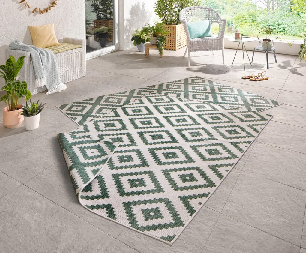 Hanse Home, Kusový koberec Twin-Wendeteppiche 103131 grün creme – na ven i na doma, 80x350, zelená, chodba / předsíň