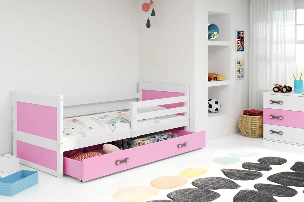 BMS Group Dětská postel s úložným prostorem RICO bílá Velikost postele: 190x80 cm, Barva výplní: Grafit