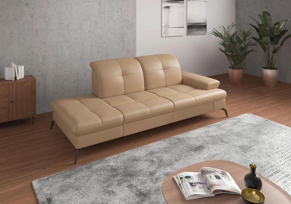 XXXLutz LENOŠKA, kůže, textil, cappuccino Sit & More - Online Only sedačky - 00014401176T