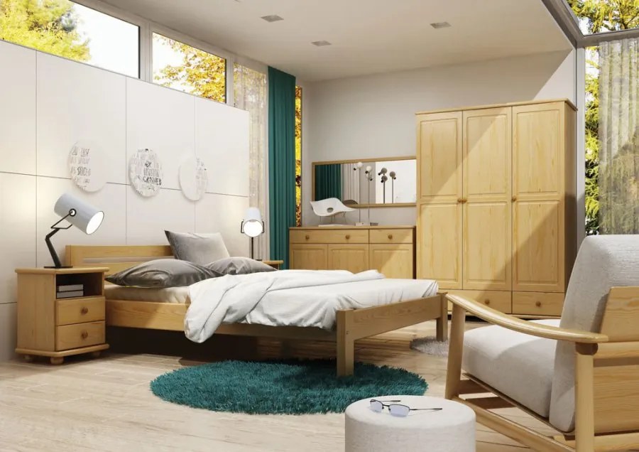 Casarredo - Komfort nábytek Masivní postel KL-117, 140x200, borovice, výběr moření | barva: moření ořech