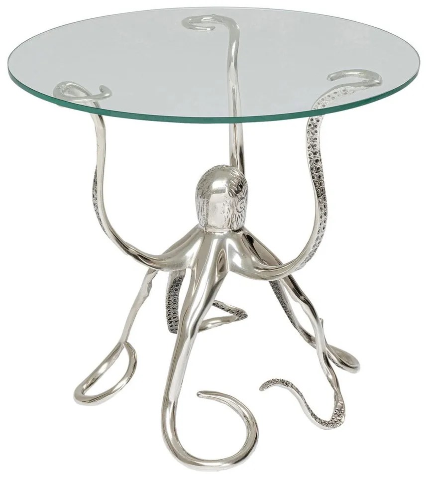 Designový odkládací stolek ve stříbrné barvě Kare Design Octopus, ø 48 cm