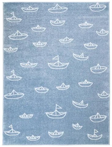 C.city Dětský kusový koberec pastel modrý lodička na moři Rozměr: 80x150cm