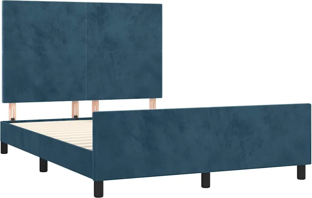 Rám postele bez matrace tmavě modrý 140x200 cm samet 3125639