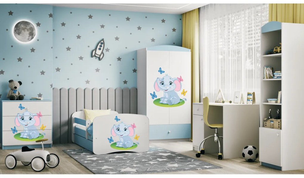 Dětská skříň Babydreams 90 cm slon s motýlky modrá