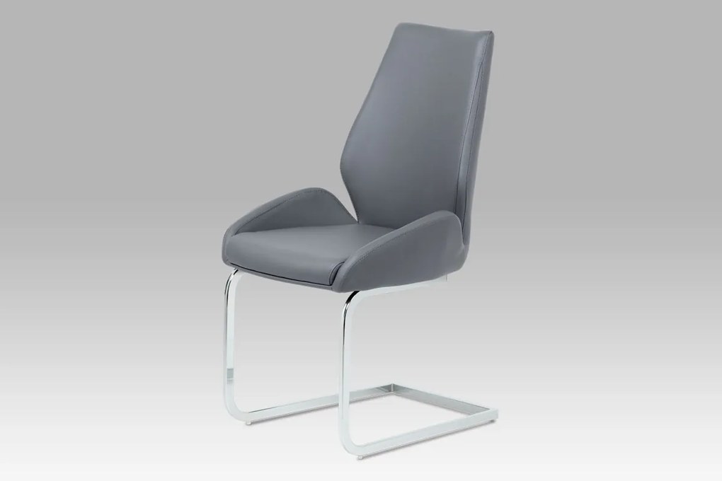 Artium Jídelní židle šedá koženka / chrom - HC-702 GREY