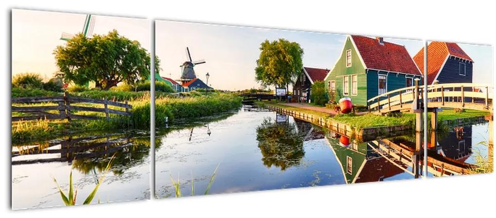 Obraz nizozemských mlýnů (170x50 cm)