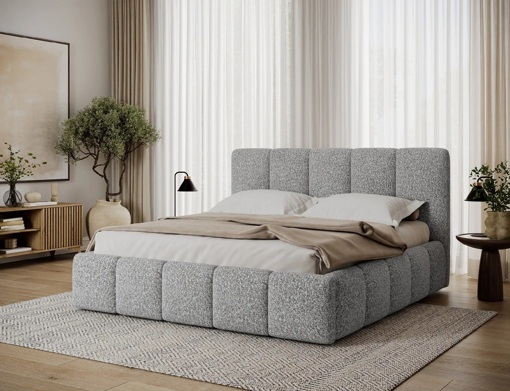 Postel Edvige + Dřevěný rám + plynový výtah + kontejner 140x200