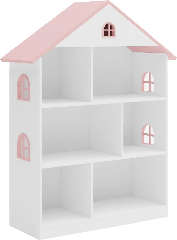 Dětská knihovna, bílá/růžová, MAISON TYP 1