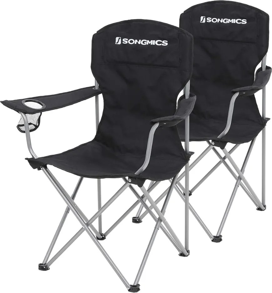 Kempingové židle NOMAD, set 2ks, černá SongmicsHome