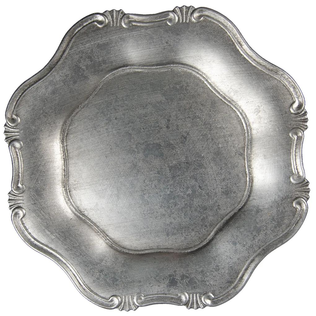 Stříbrný melaninový talíř / podnos s patinou - Ø 33 cm