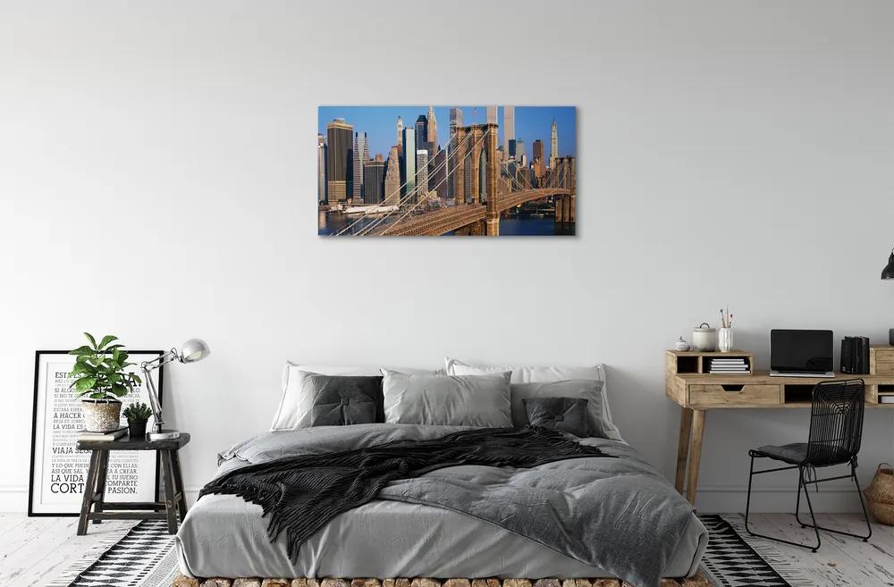 Obrazy na plátně Bridge Mrakodrapy river 125x50 cm
