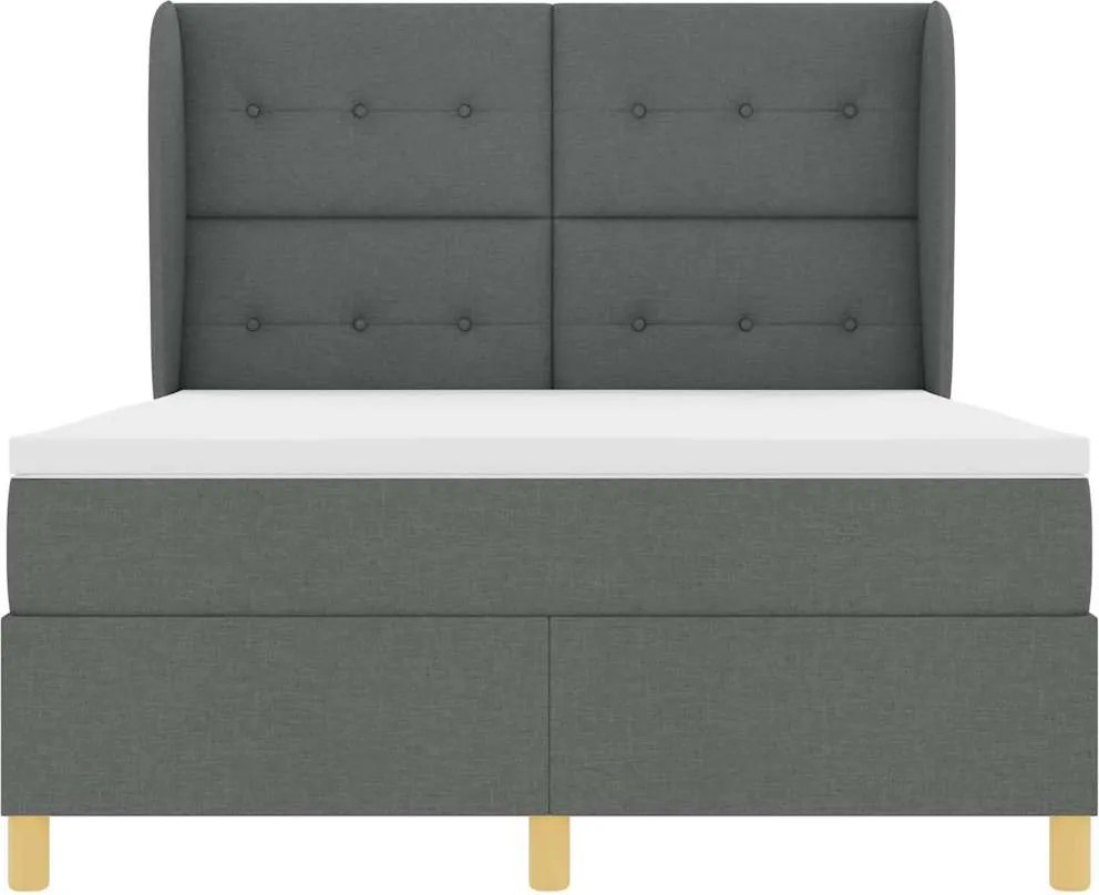 Postel s boxspringem s čelo Tmavě šedá 200 x 140 cm textil 3340754