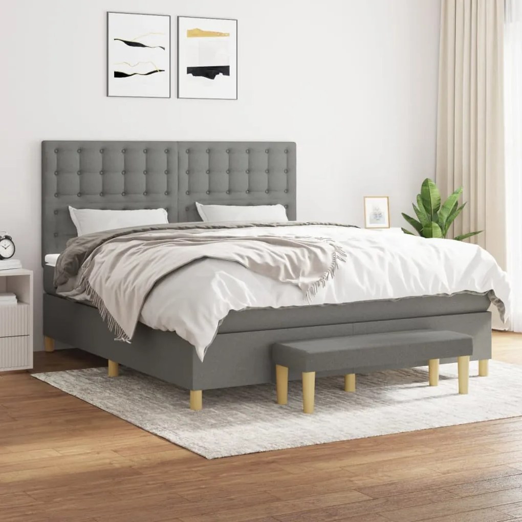 Box spring postel s matrací tmavě šedá 160x200 cm textil 3137486