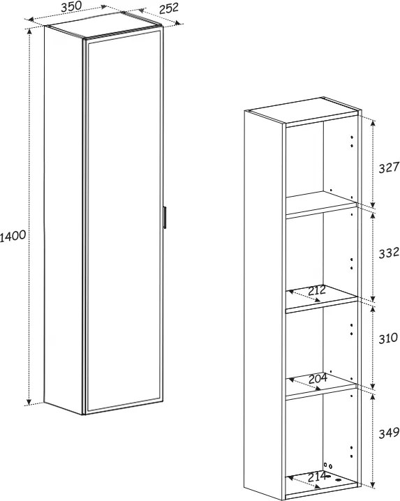Comad Doplňková koupelnová skříňka vysoká Bella Cashmere 35 kašmír mat