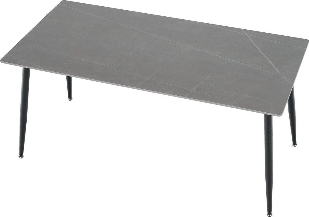 Jídelní stůl, šedý mramor/černá, 160x80 cm, FLORENC TYP 2