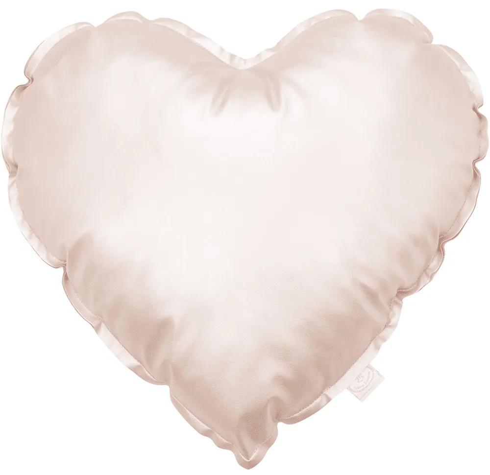 Lesklý polštář srdce pudrově růžová 42x26cm