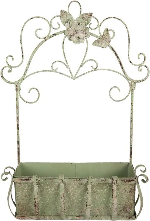 Romantický kovový nástěnný truhlík na květiny Butterfly - 44*15*58 cm