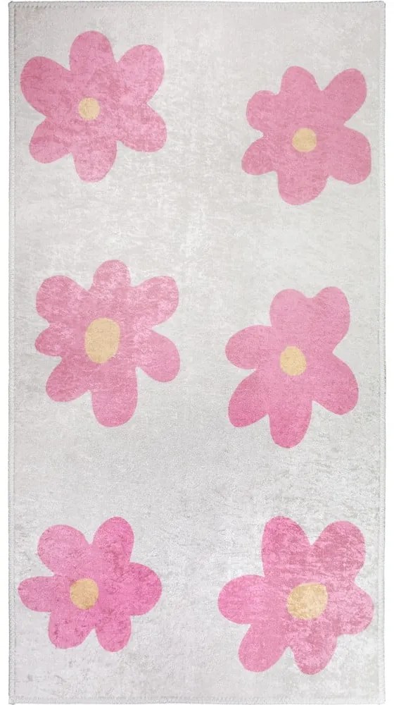 Růžový/slonovinový pratelný dětský koberec 120x180 cm Cute Flowers Pink – Vitaus