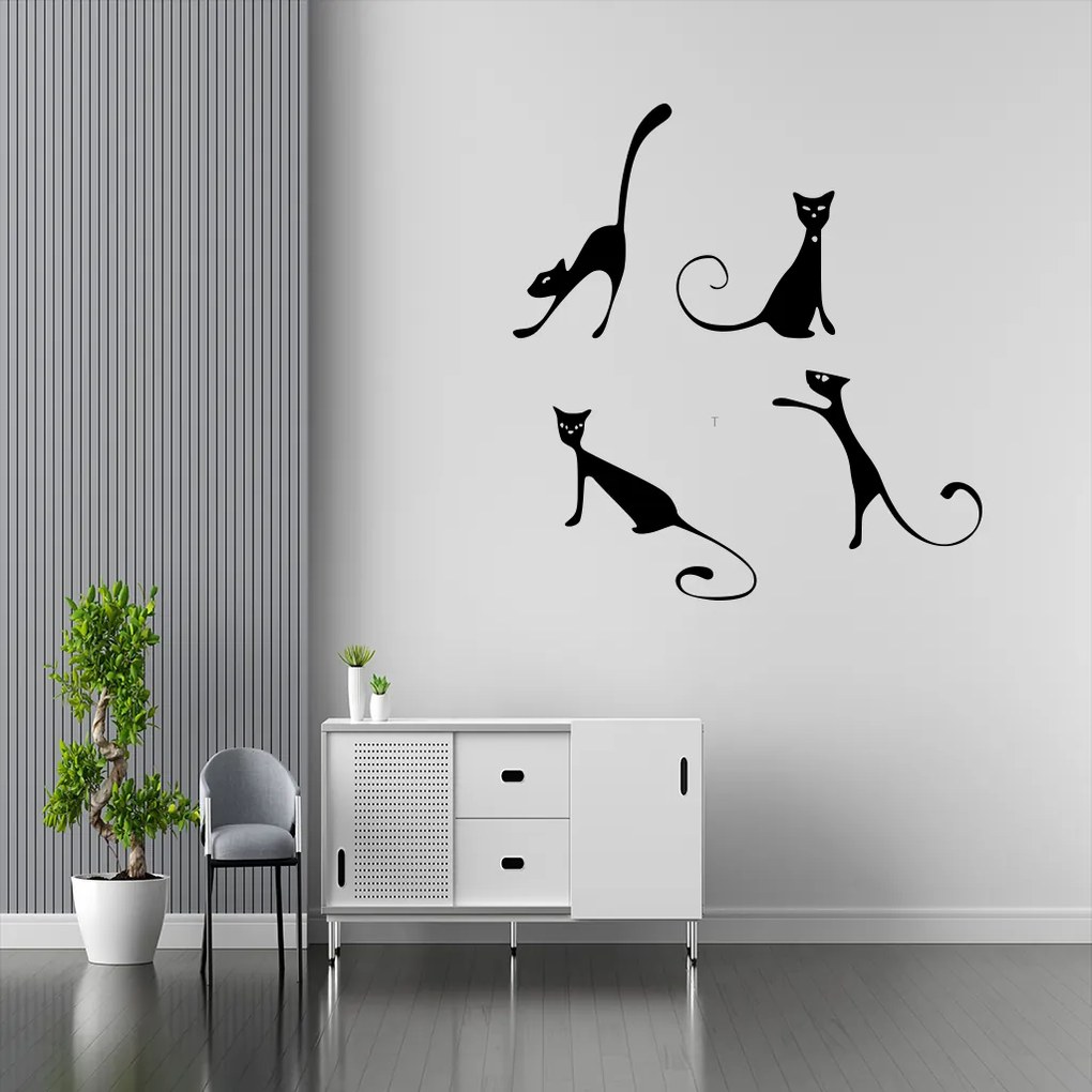 Živá Zeď Samolepka na zeď Rozpustilé kočičky Barva: černá