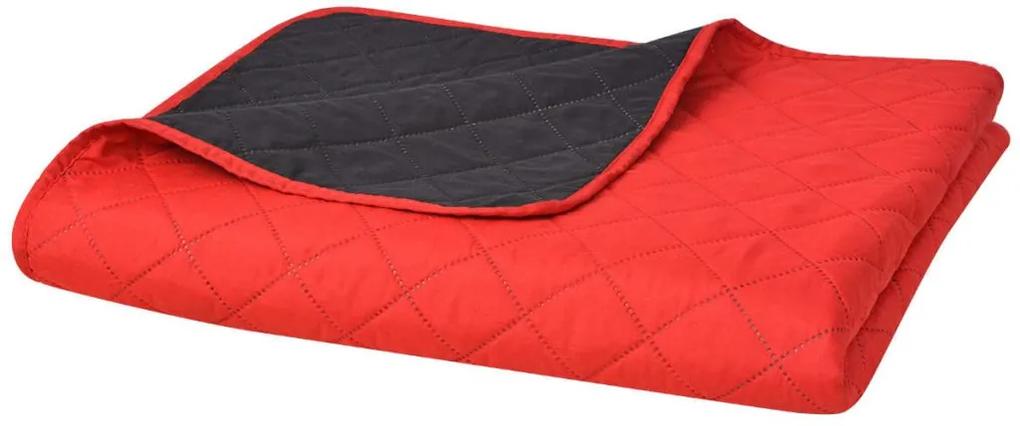 Oboustranný prošívaný přehoz na postel - červeno-černý | 230x260 cm