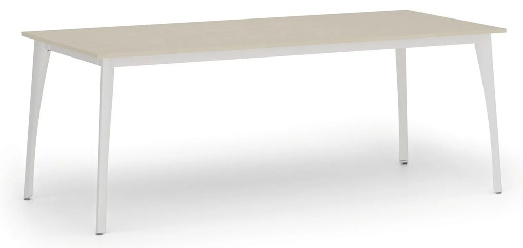 Jednací kancelářský stůl PRIMO OMEGA, 200x90 cm, bílá podnož, bříza