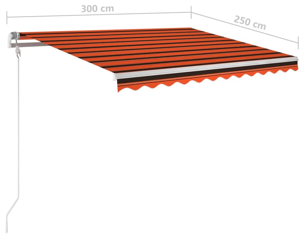 vidaXL Automatická zatahovací markýza se sloupky 3x2,5 m oranžovohnědá