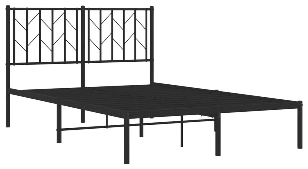 Kovový rám postele s čelem černý 120 x 200 cm