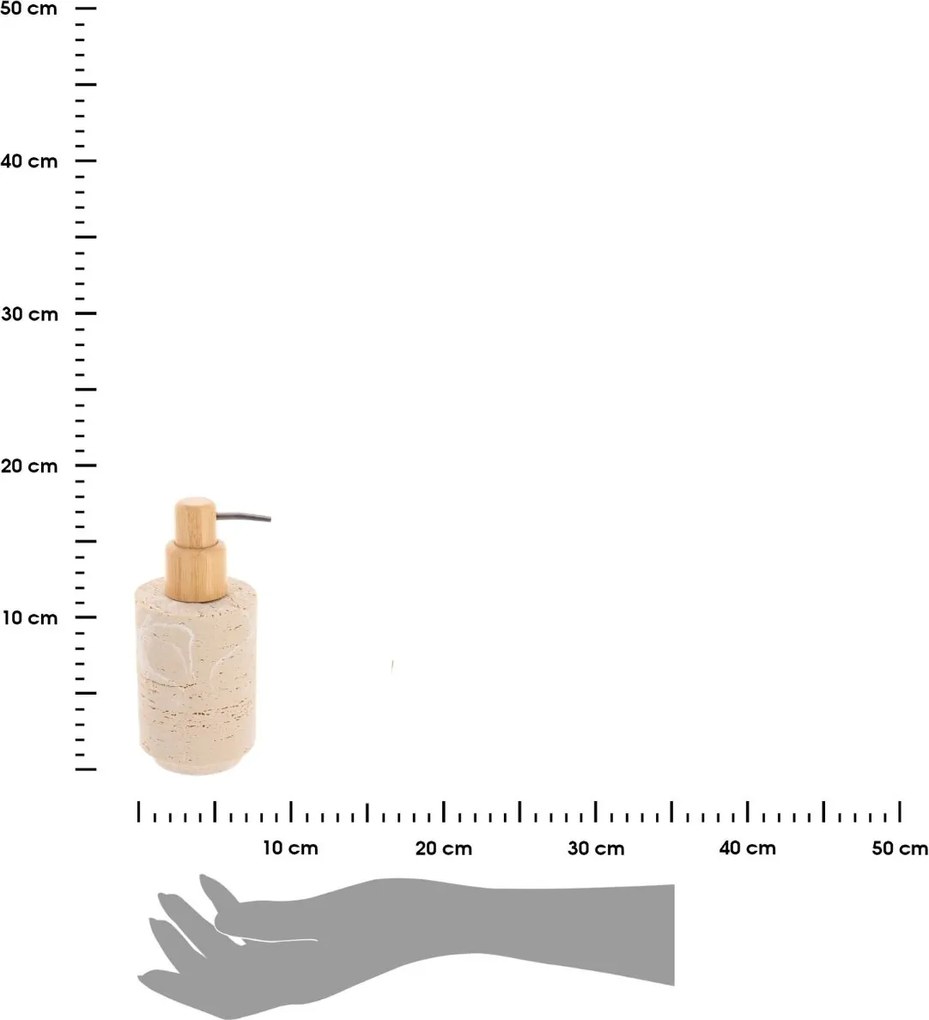 Dávkovač mýdla Arva, krémová/s dřevěnými prvky, 400 ml
