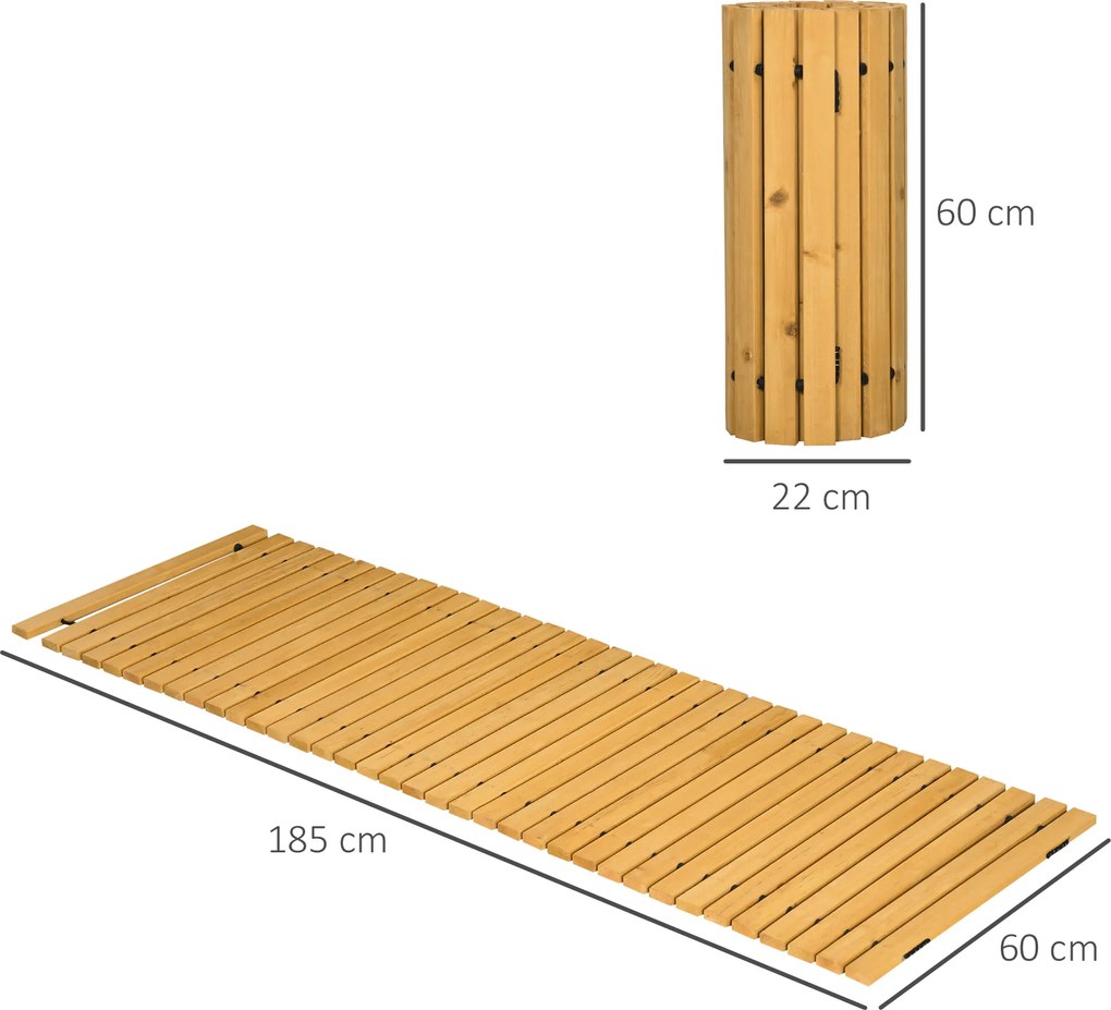 Rozkládací zahradní chodník 185 x 60 cm, rozkládací dřevěný chodník, chodník z jedlového dřeva pro zahradu, terasu, pláž