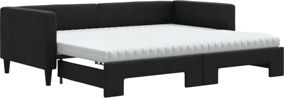 Válenda s přistýlkou a matracemi černá 90 x 190 cm textil 3196608