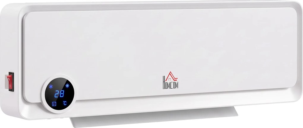 HOMCOM Topný ventilátor na stěnu 2000W s dálkovým ovládáním, 3 režimy provozu, LED displej, 12hodinový časovač 820-252V90WT