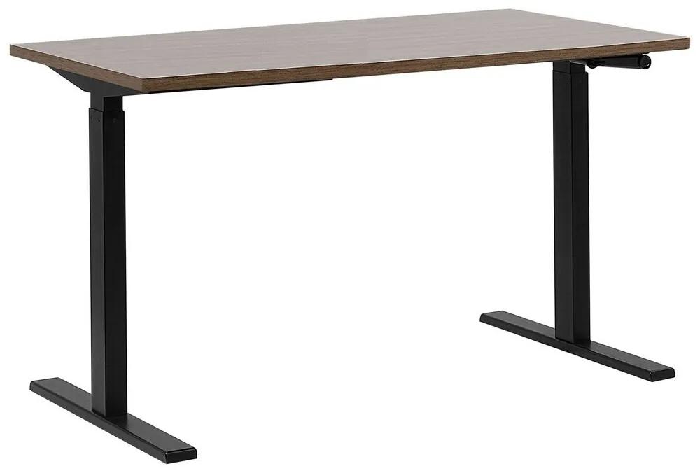 Manuálně nastavitelný psací stůl  tmavé dřevo a černá 130 x 72 cm DESTIN II Beliani
