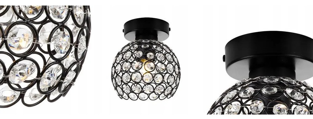 Stropní svítidlo Crystal, 1x černé křišťálové stínítko